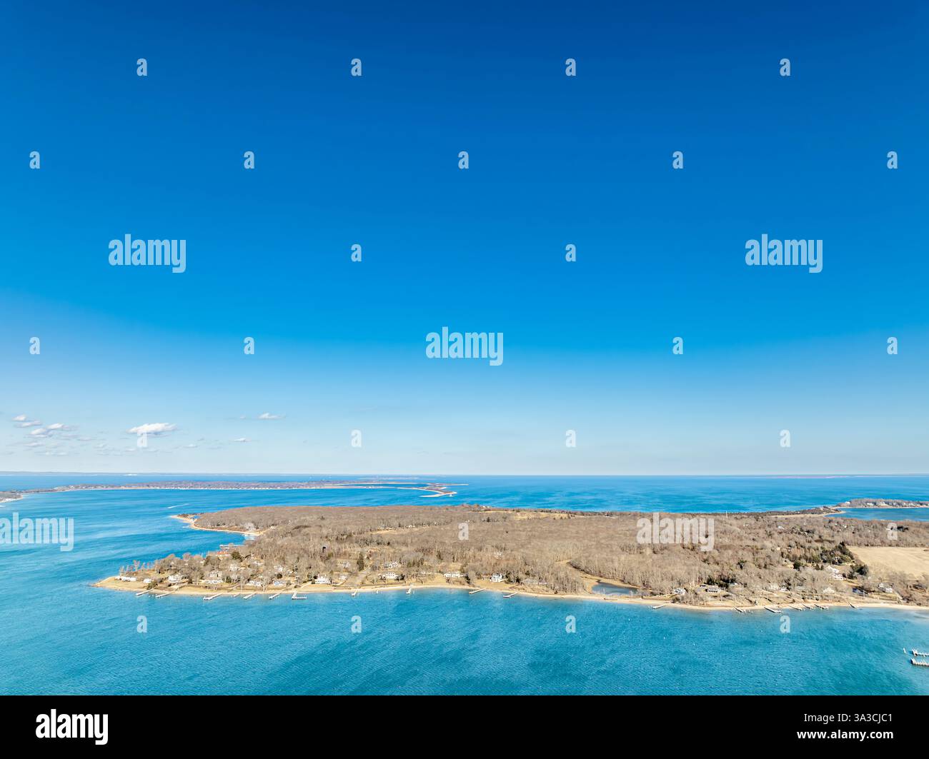 aerial view of a winter landscape of dering harbor, ny Stock Photo - Alamy