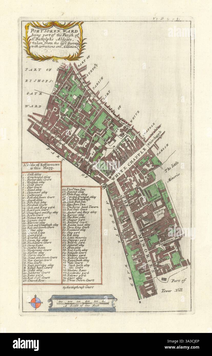 'Portsoken Ward'. Minories Petticoat Lane. City of London. STOW/STRYPE ...