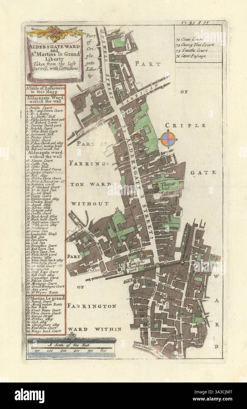 Aldersgate Ward & St Martins le Grand Liberty. London. STOW/STRYPE 1720 ...