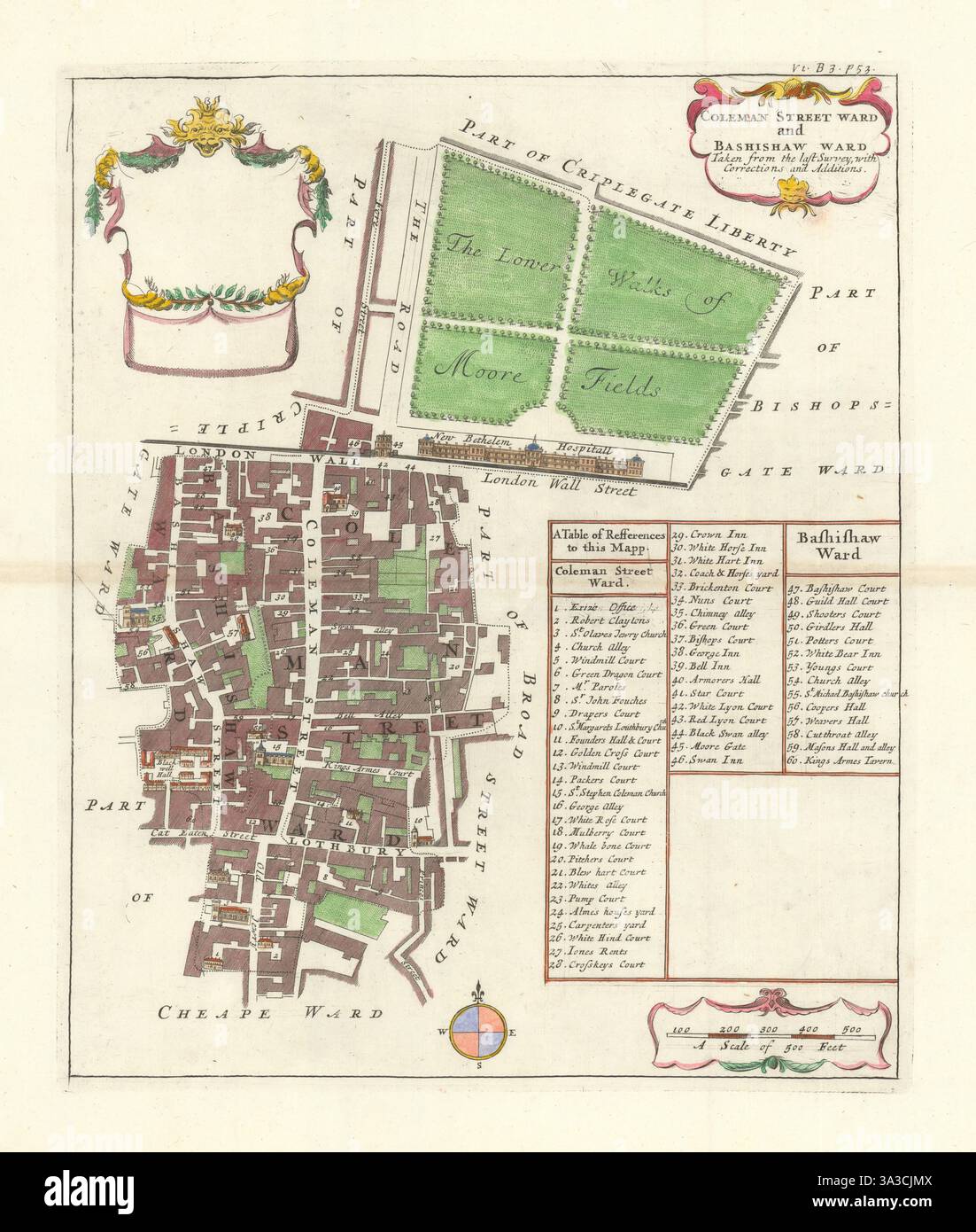 Coleman Street & Bashishaw Wards. Lothbury. City of London. STOW/STRYPE ...