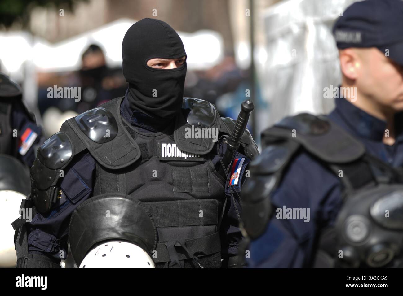 Croatia. 15th Mar, 2025. Strong police force around Pionirski Park ...