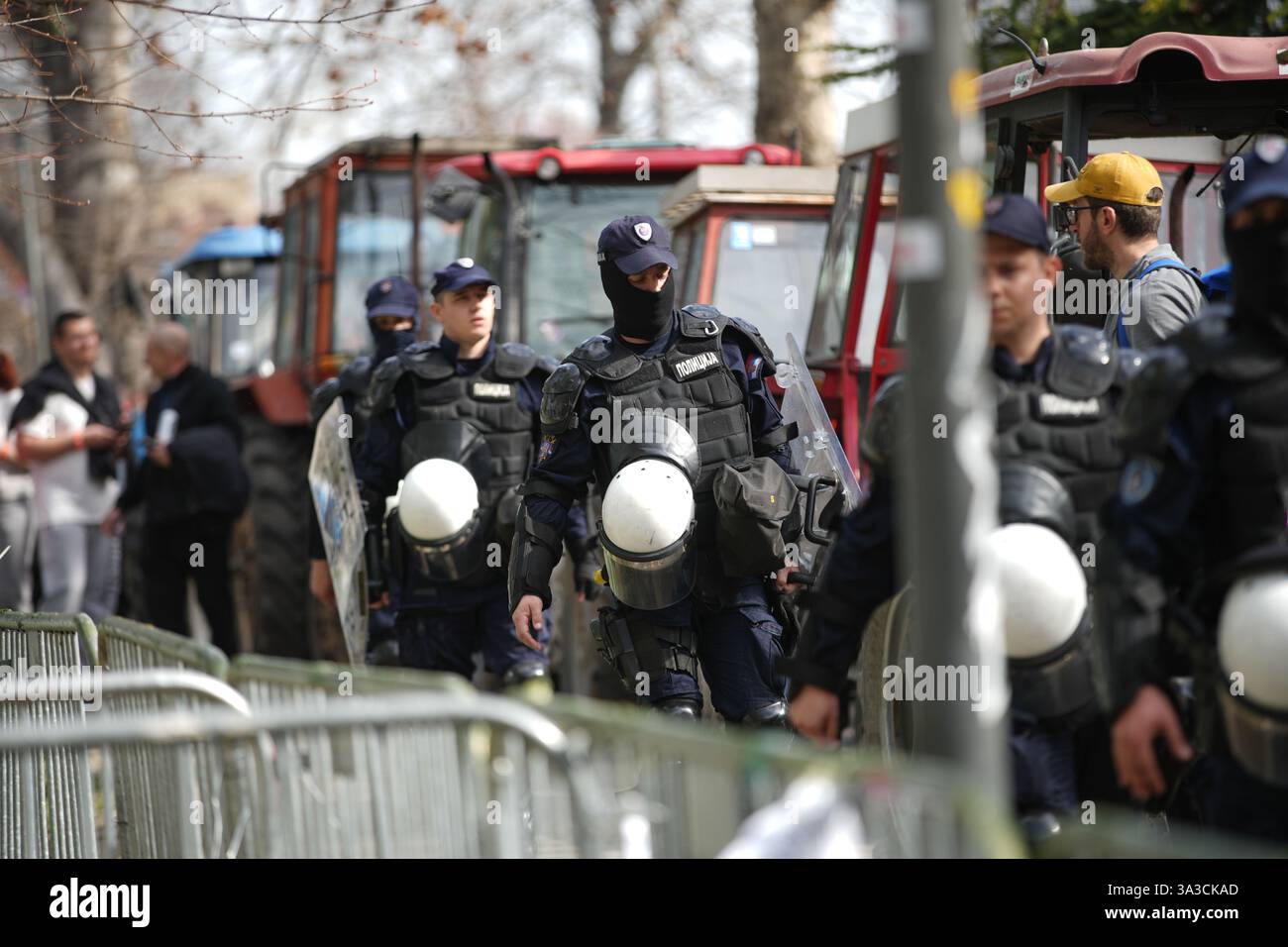 Croatia. 15th Mar, 2025. Strong police force around Pionirski Park ...