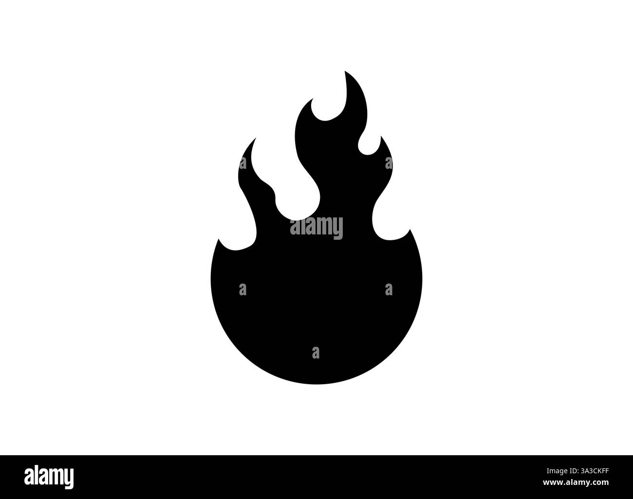 Simple black fire icon on a plain background symbolizing heat and ...