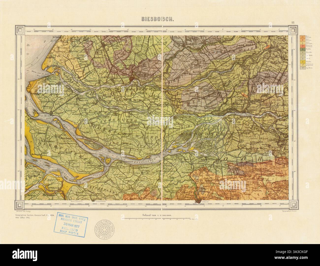 Biesbosch geological map. British/Dutch War Office for Overlord 1942 ...