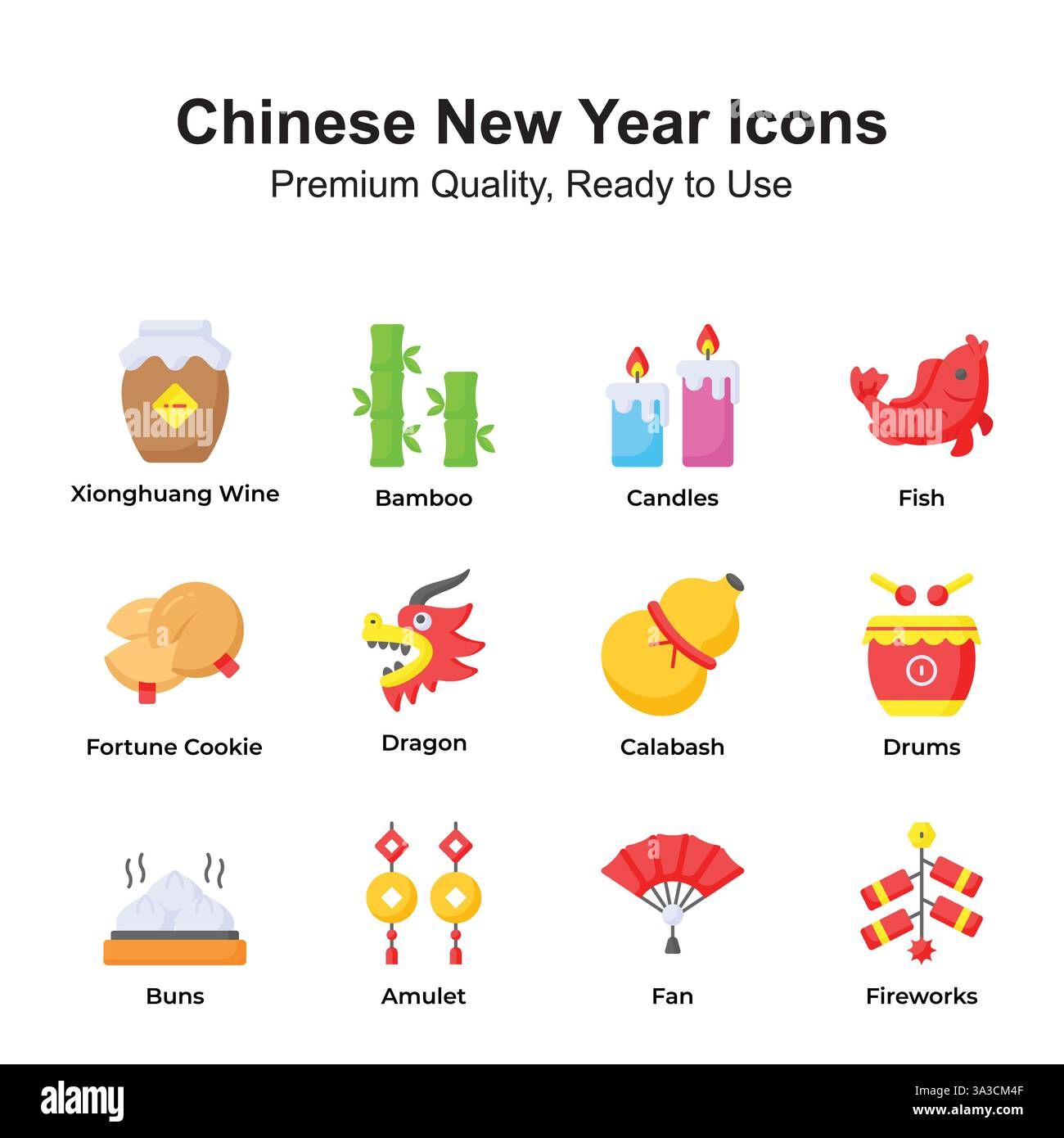 Pack of chinese new year icons in trendy style Stock Vector Image & Art ...