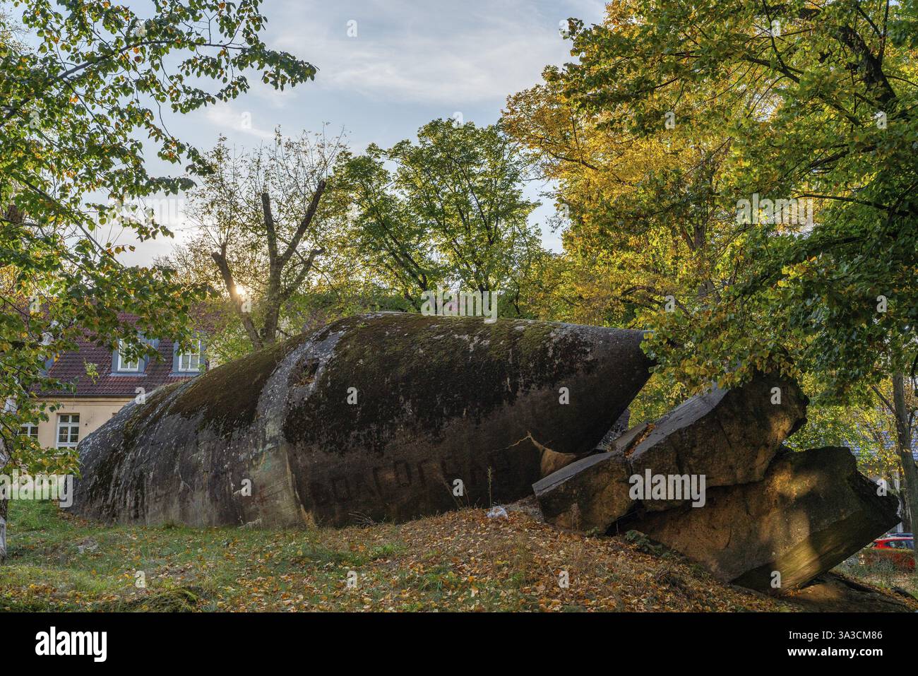 Remains of a historic pointed bunker, high bunker of the Winkel type ...