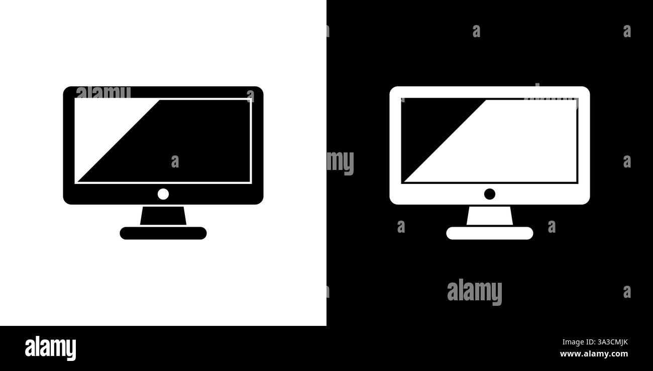 Minimalist Black and White Monitor Icon Symbolizing Technology Stock ...