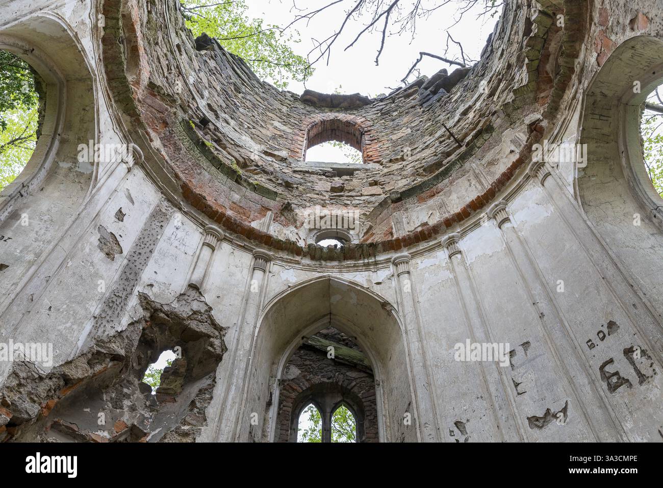 Interior view of the Schanzenturm, artificial tower ruin of the manor ...