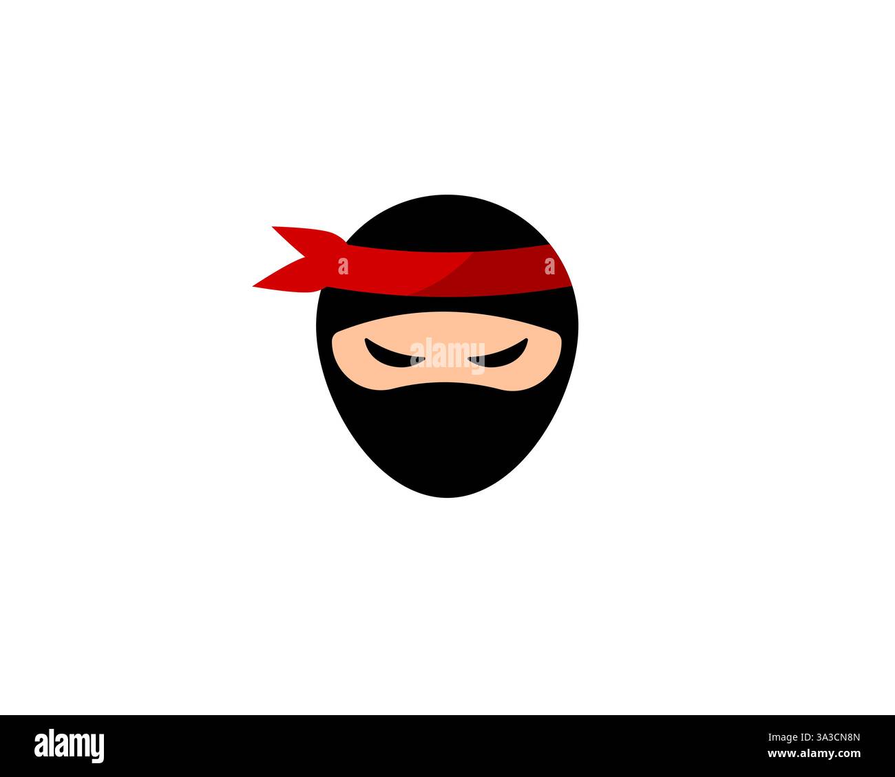 Ninja icon with red headband and masked face in minimalist design on ...