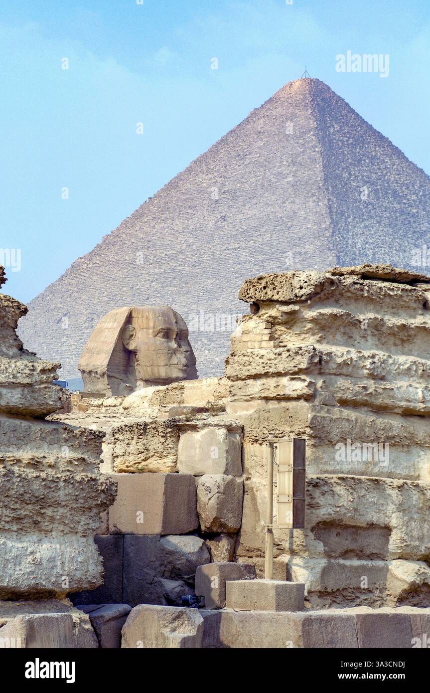 View of Great Pyramid of Giza Cheops Pyramid in the background, in ...