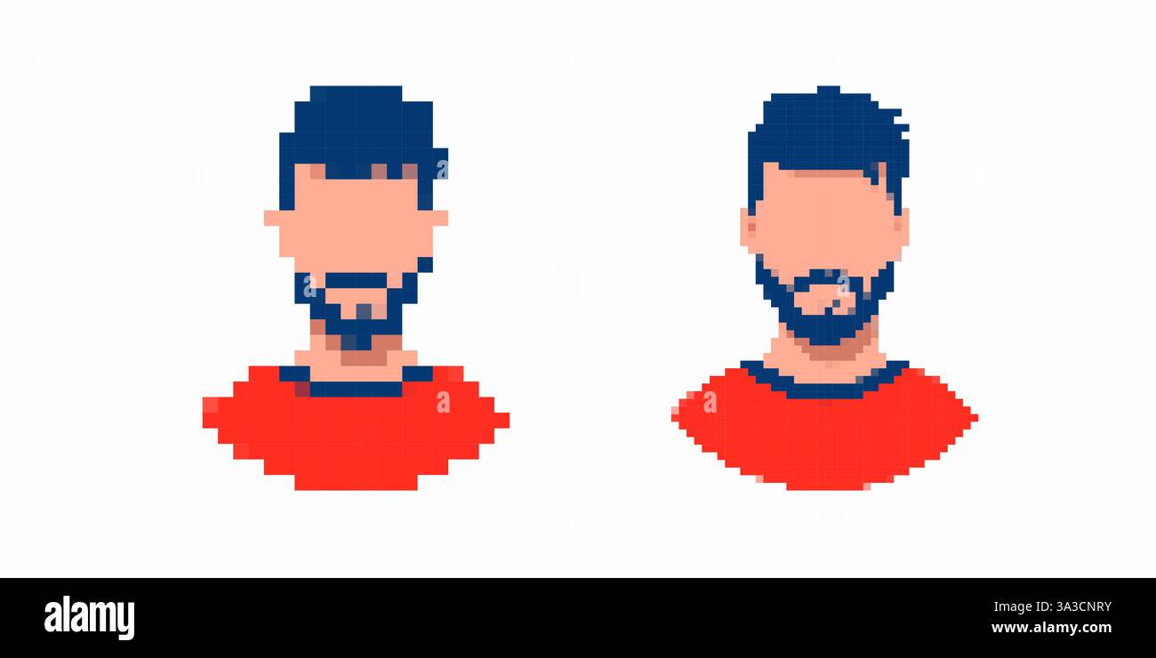 Pixel art male avatar with beard and short dark hair Stock Vector Image ...