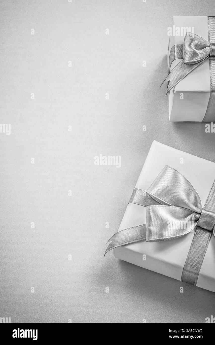 Two gift boxes on gray background vertical image holidays concept Stock ...