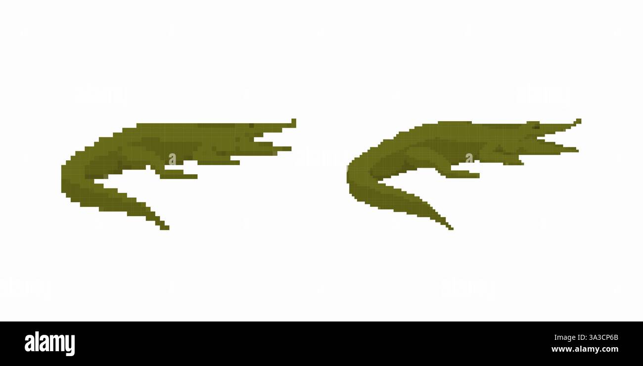 Pixel art crocodile in side view with a glitch effect Stock Vector ...