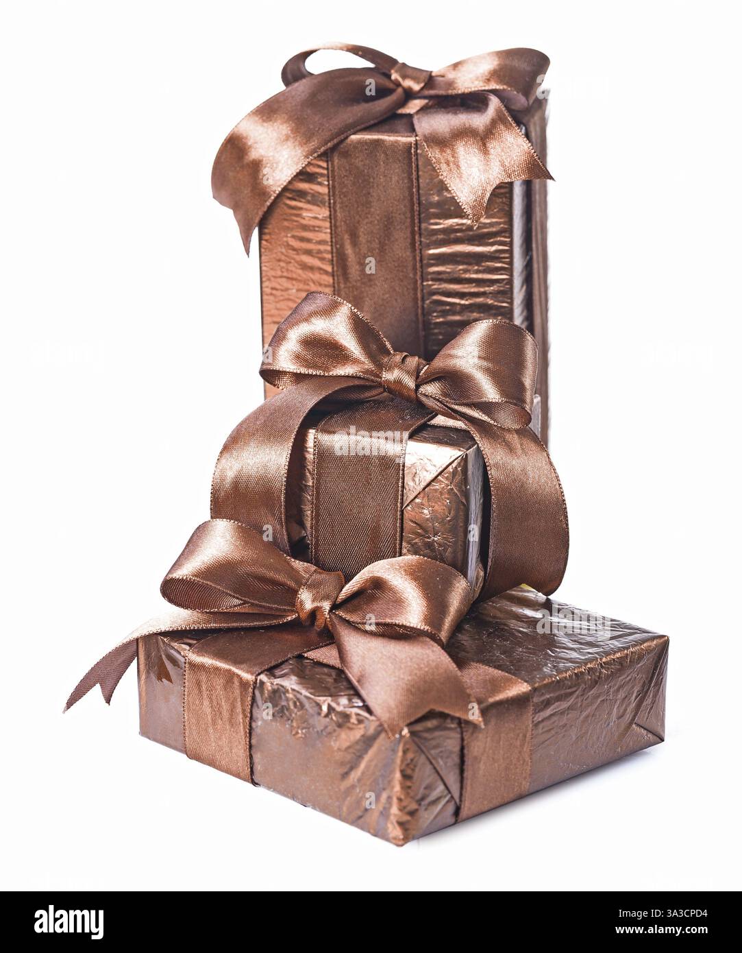 Stack of gift boxes isolated Stock Photo - Alamy