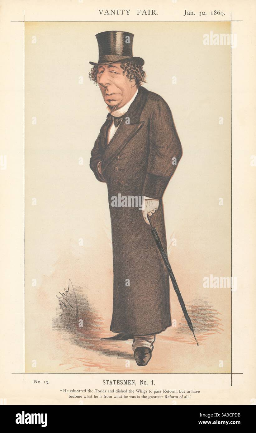VANITY FAIR SPY CARTOON Benjamin Disraeli 'He educated the Tories ...