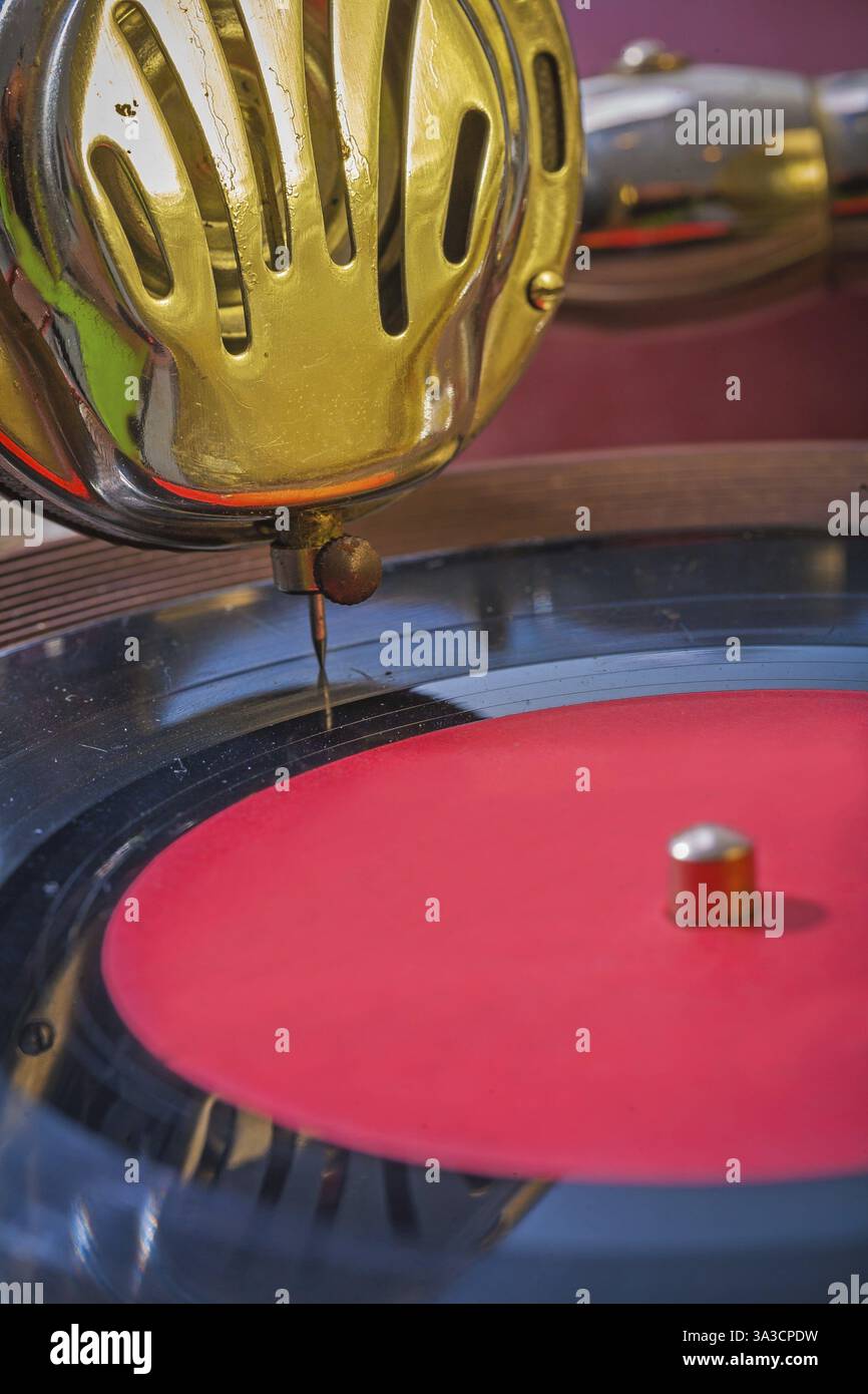 Very close up view on speaker and vinil disk of gramophone Stock Photo ...