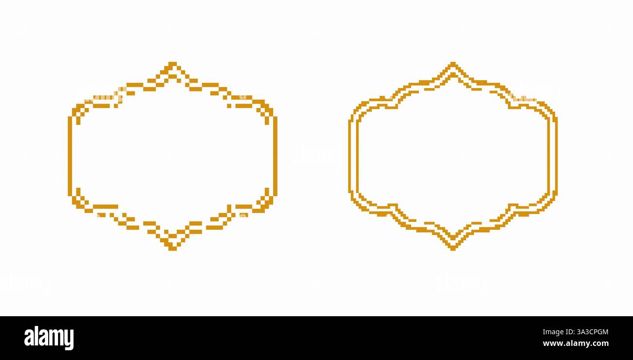Pixel art golden frames with elegant geometric design and detailed ...
