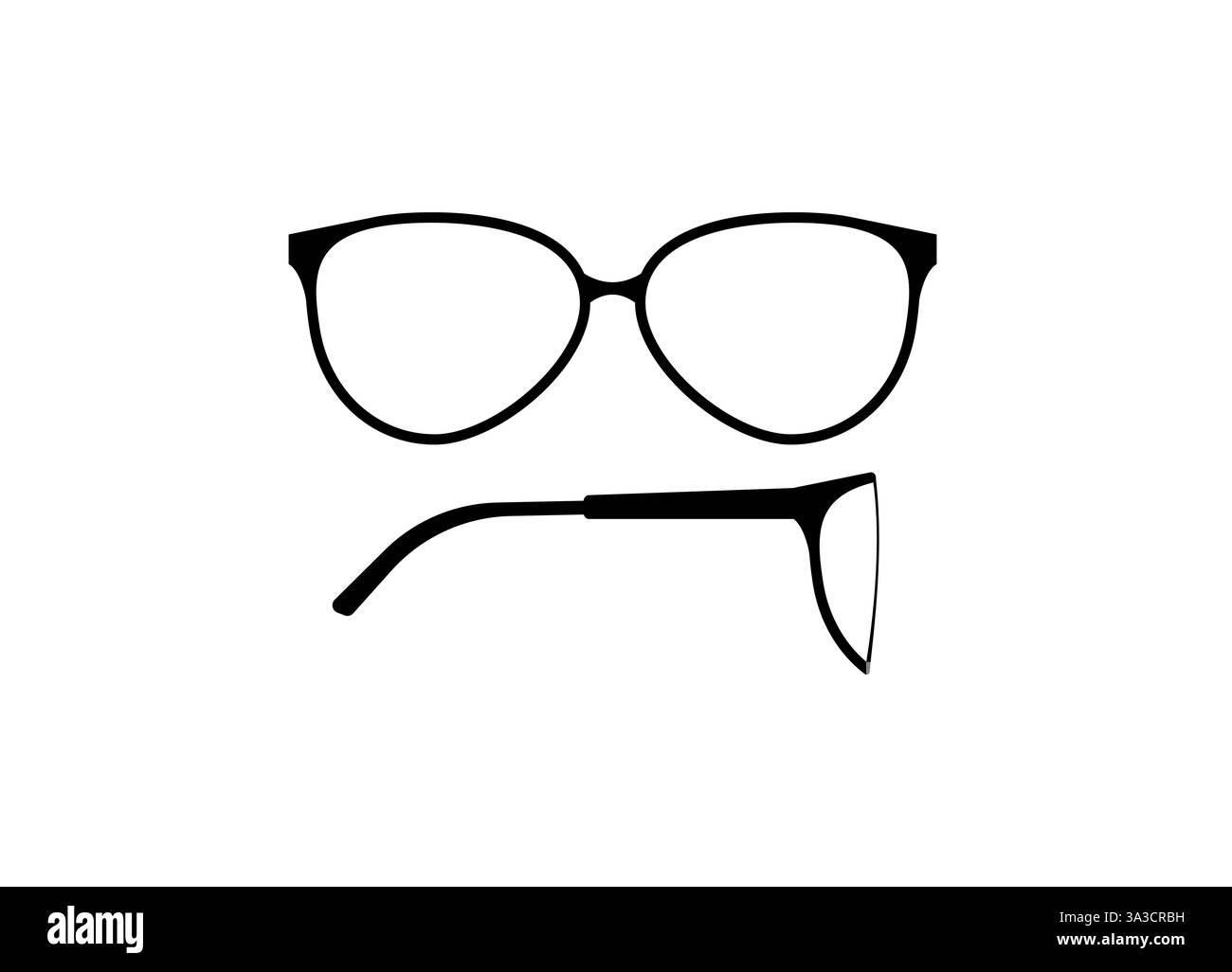 Classic black glasses with clear lenses in minimalistic design and ...