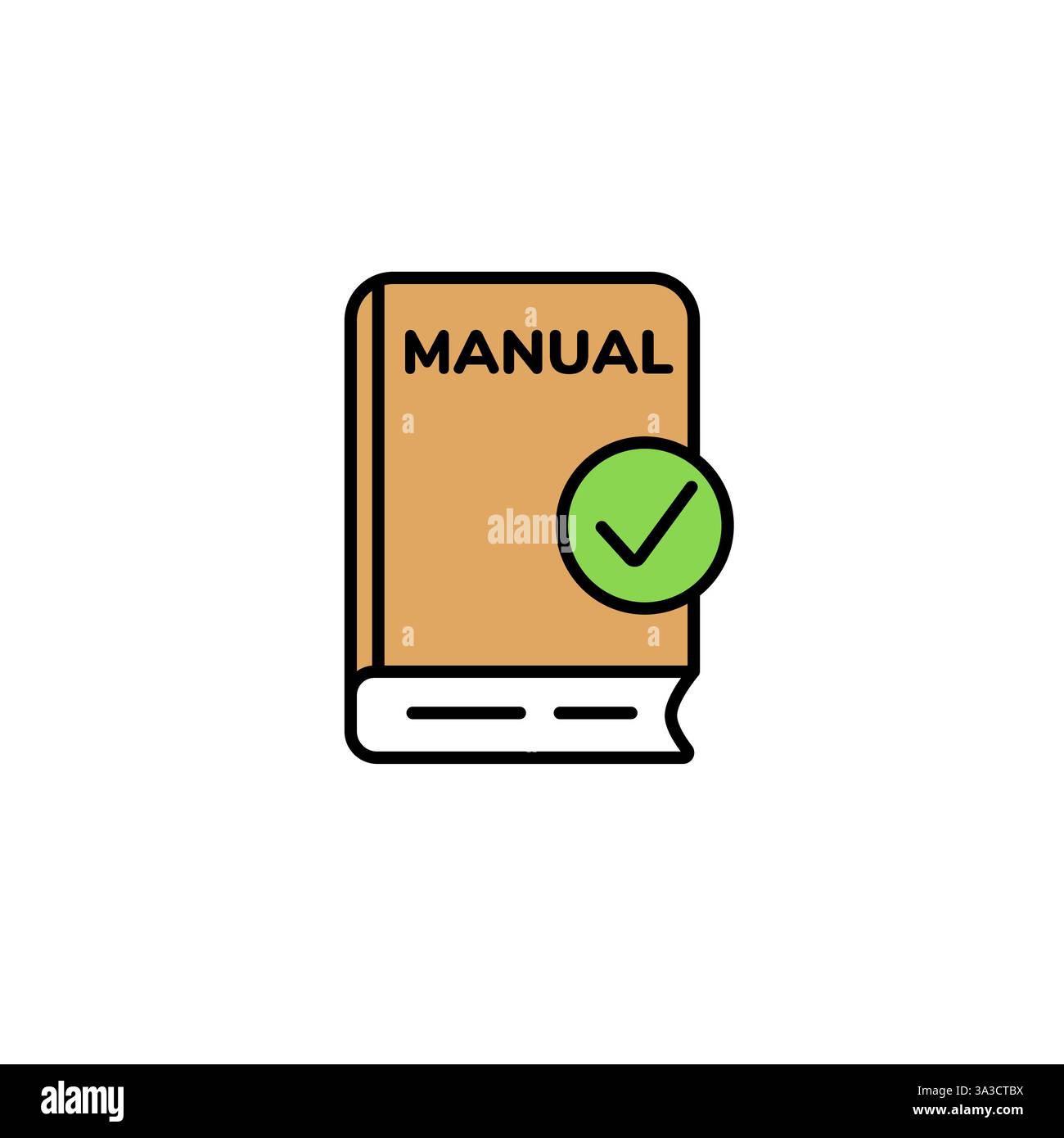 Instruction manual icon with a check mark symbol for approval Stock ...