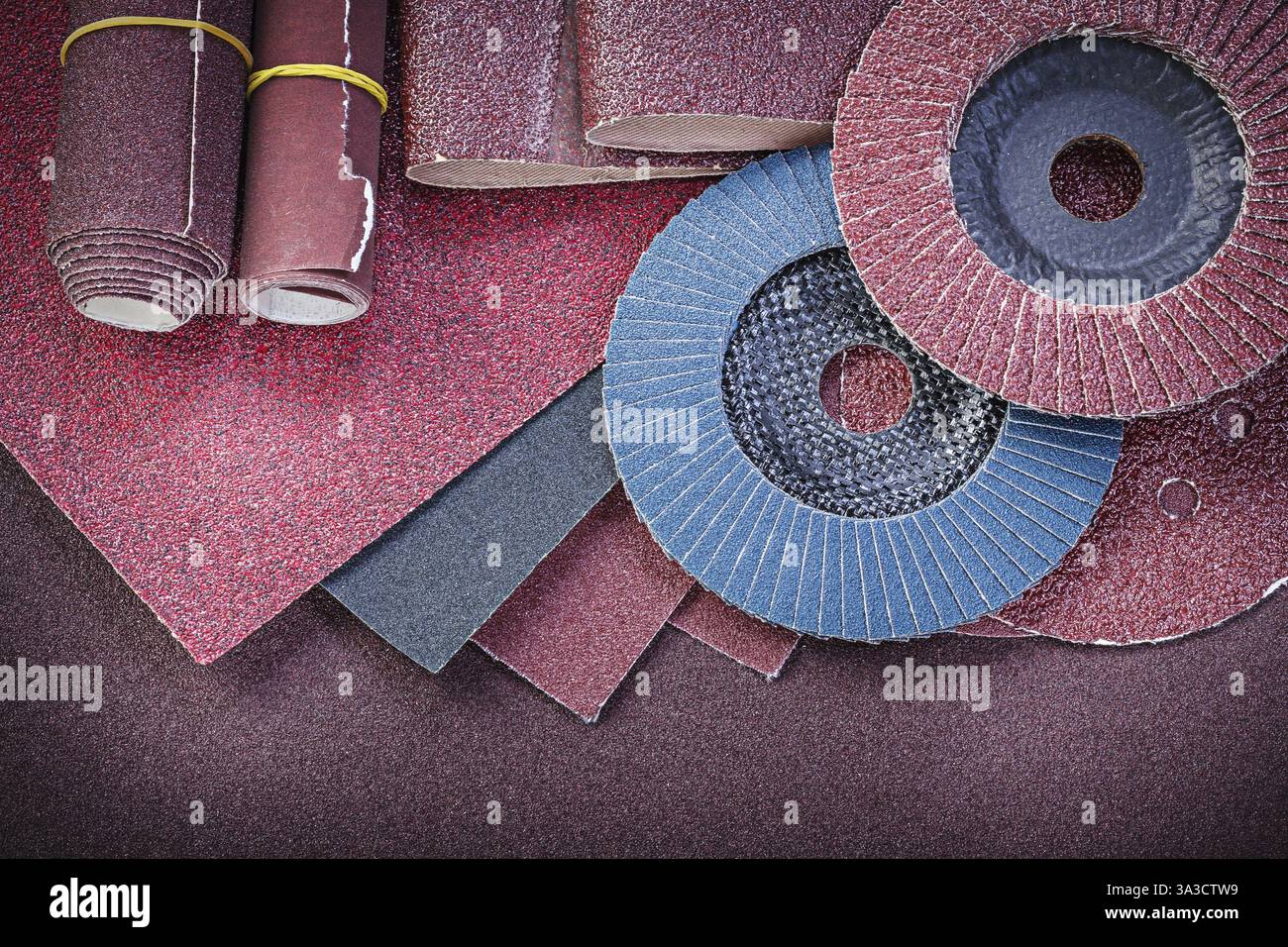 Stack of abrasive tools on polishing sheet Stock Photo - Alamy