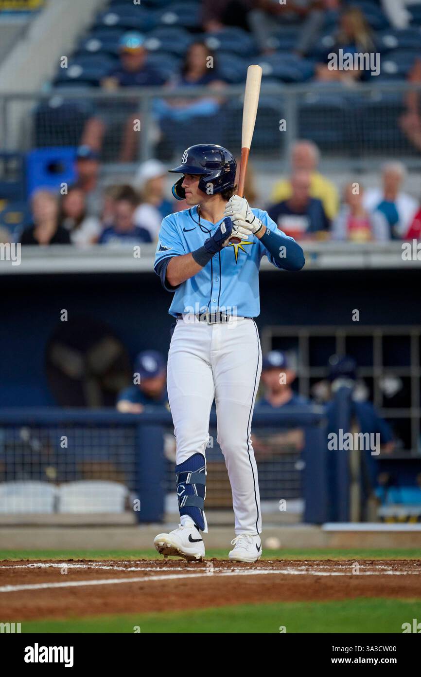 Tampa Bay Rays Cooper Kinney (8) at bat during an MLB Spring Breakout ...