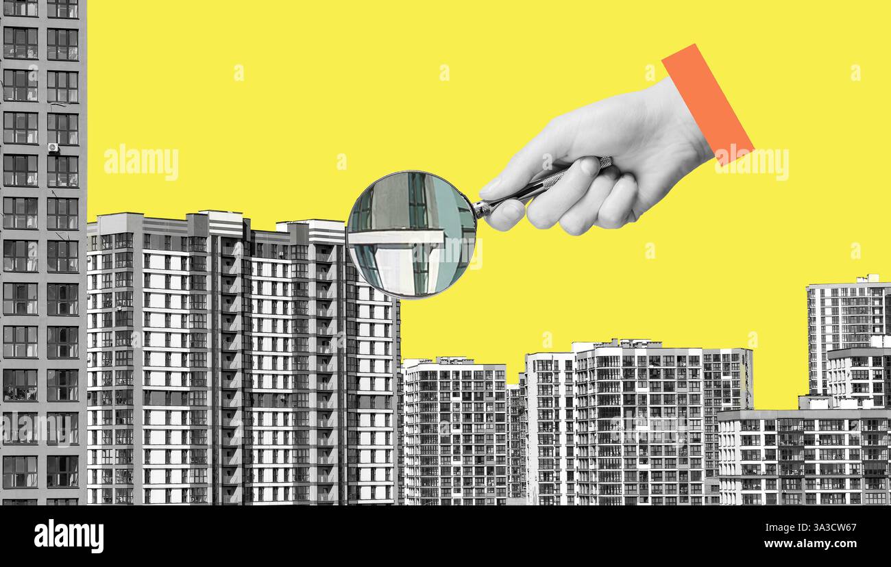 House inspection concept for property and real estate. Magnifying glass ...