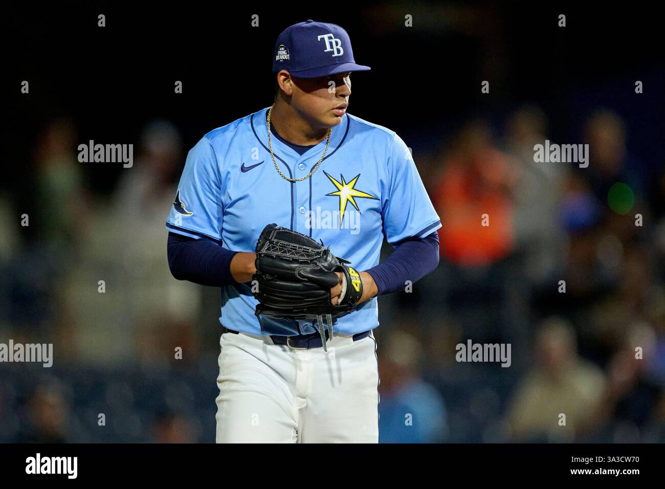 Tampa Bay Rays pitcher Santiago Suarez (91) during an MLB Spring ...