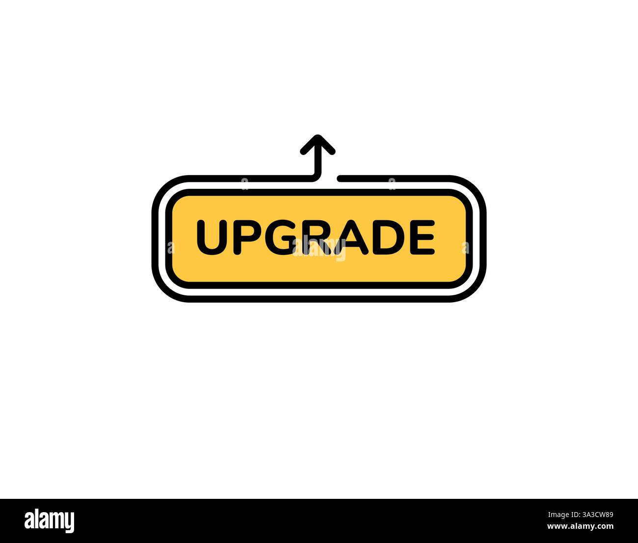 Yellow upgrade icon with arrow for digital and software applications ...