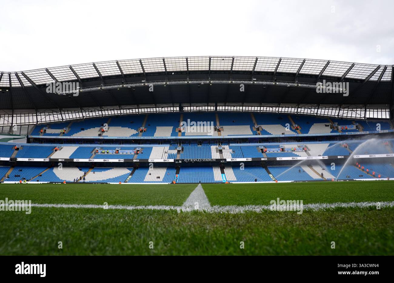 A view inside the stadium before the Premier League match at the Etihad ...