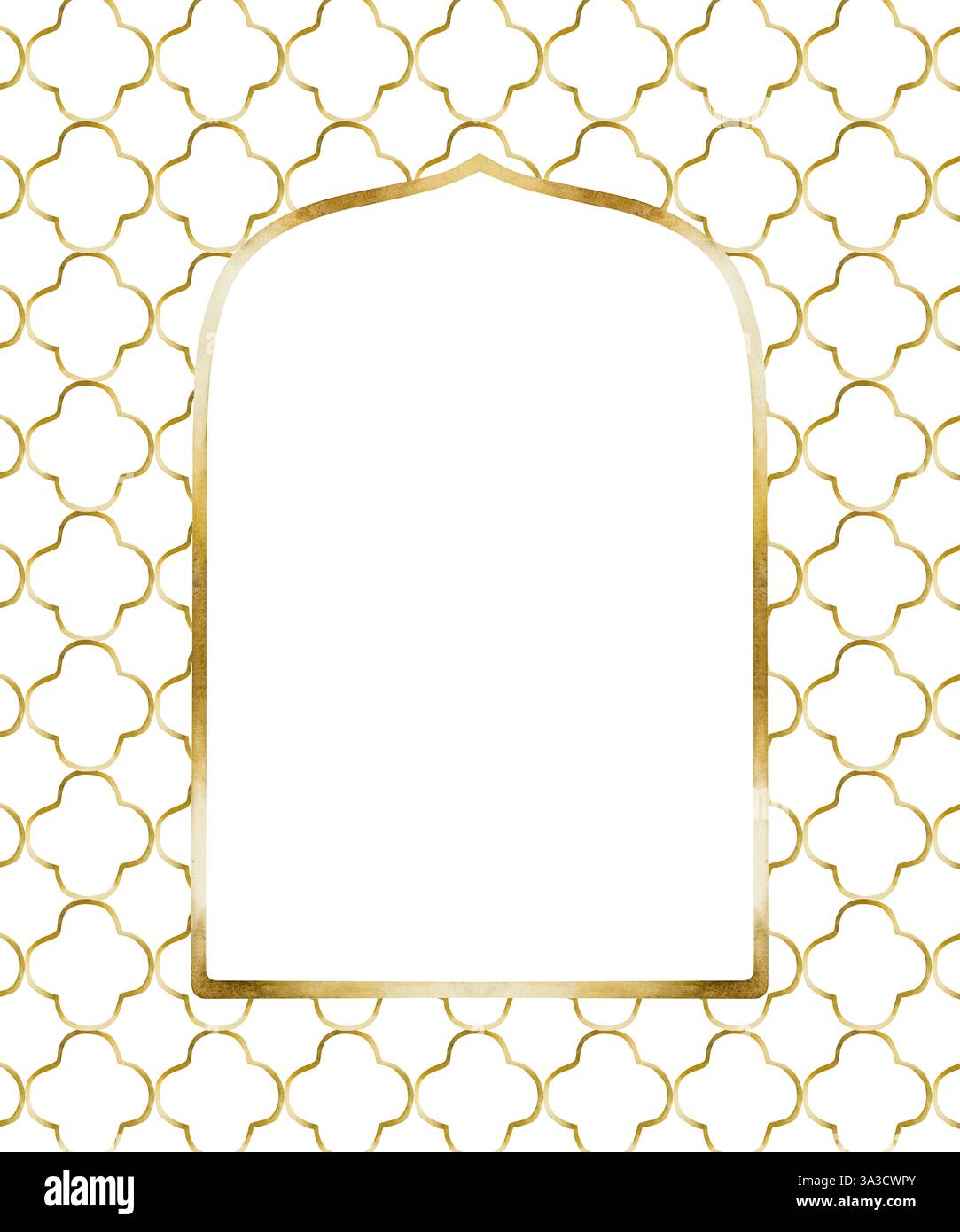 Islamic golden frame with golden ornament pattern. Muslim window door ...
