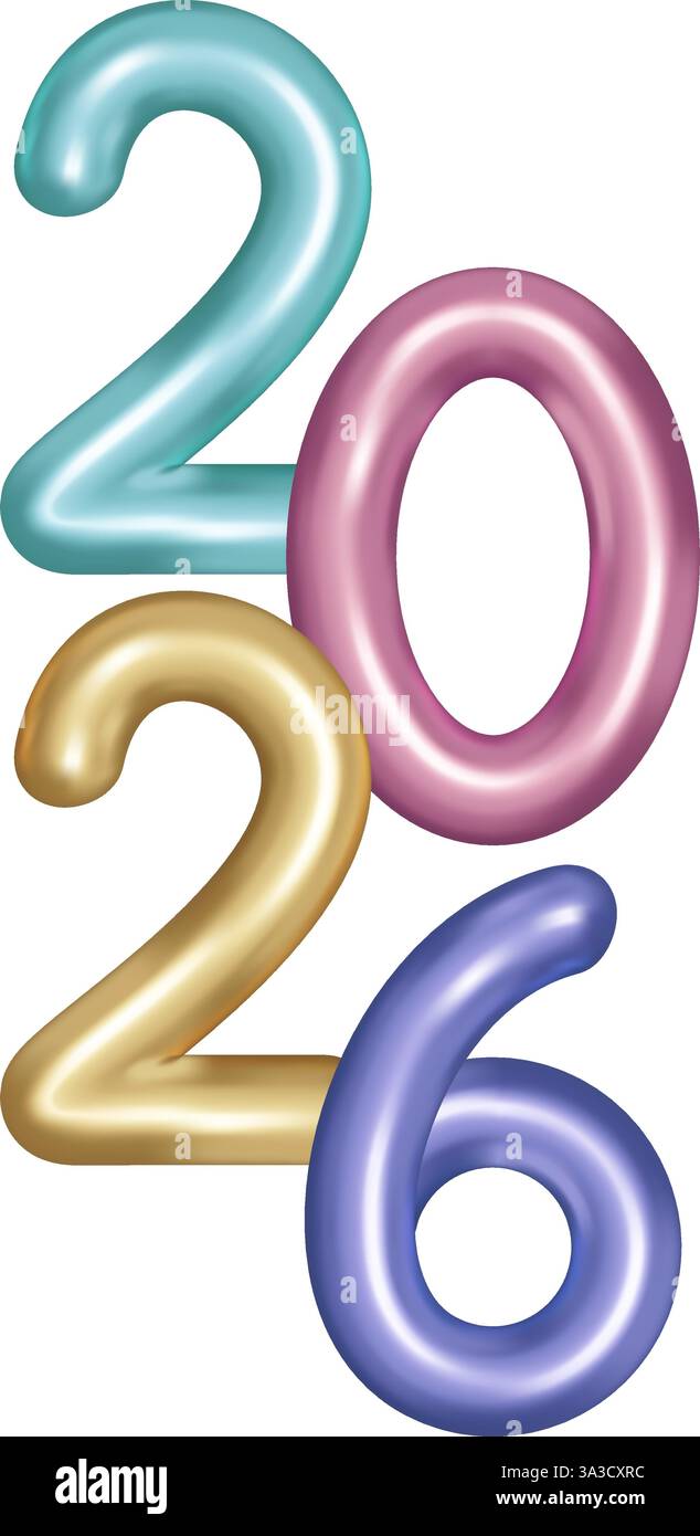 . new year 2026 number vector illustration isolated on white background ...