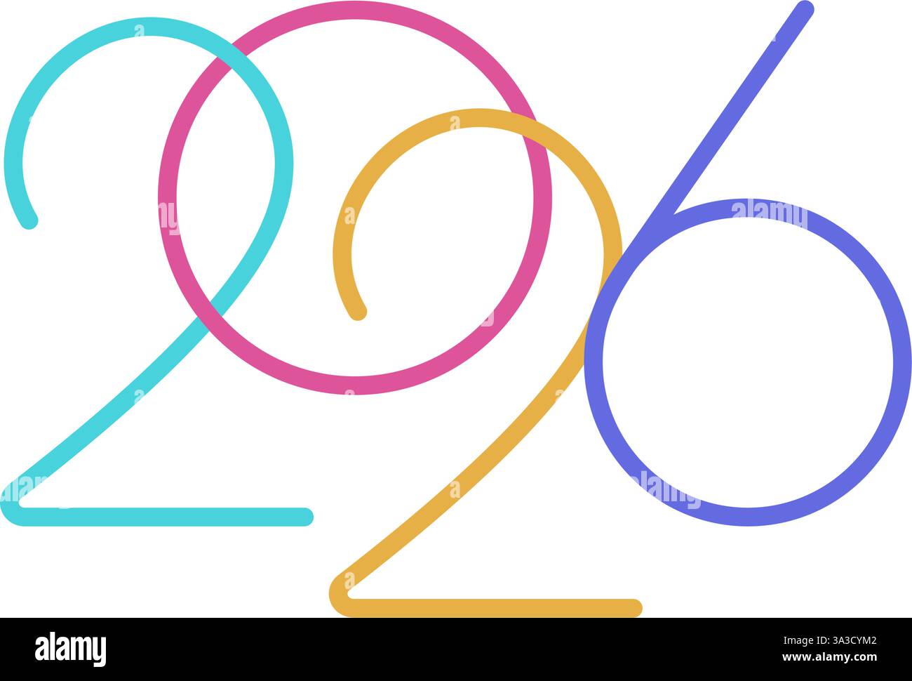 . new year 2026 number vector illustration isolated on white background ...