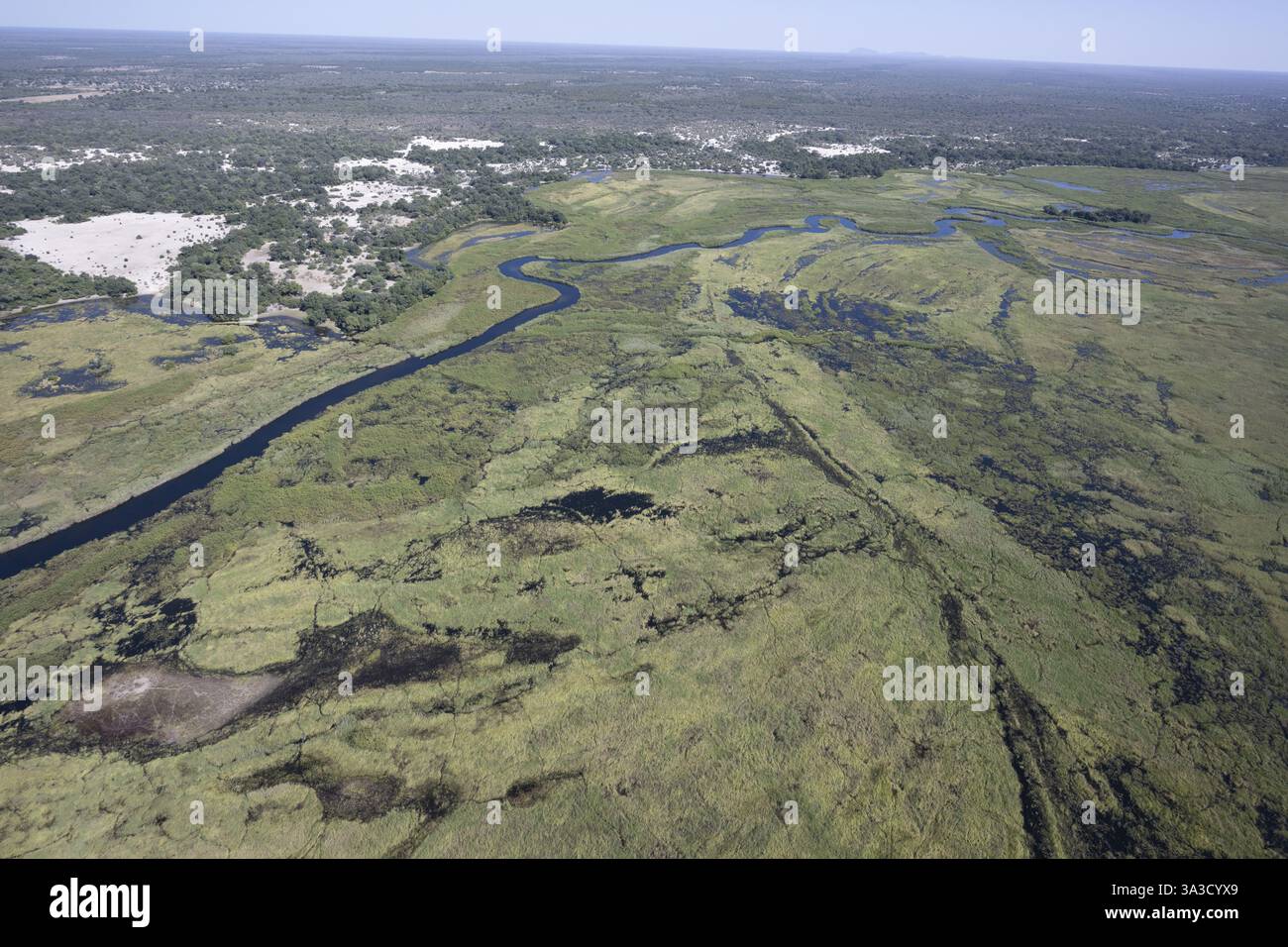 Okawango Delta pan style, meandering courses of the Okawango River ...