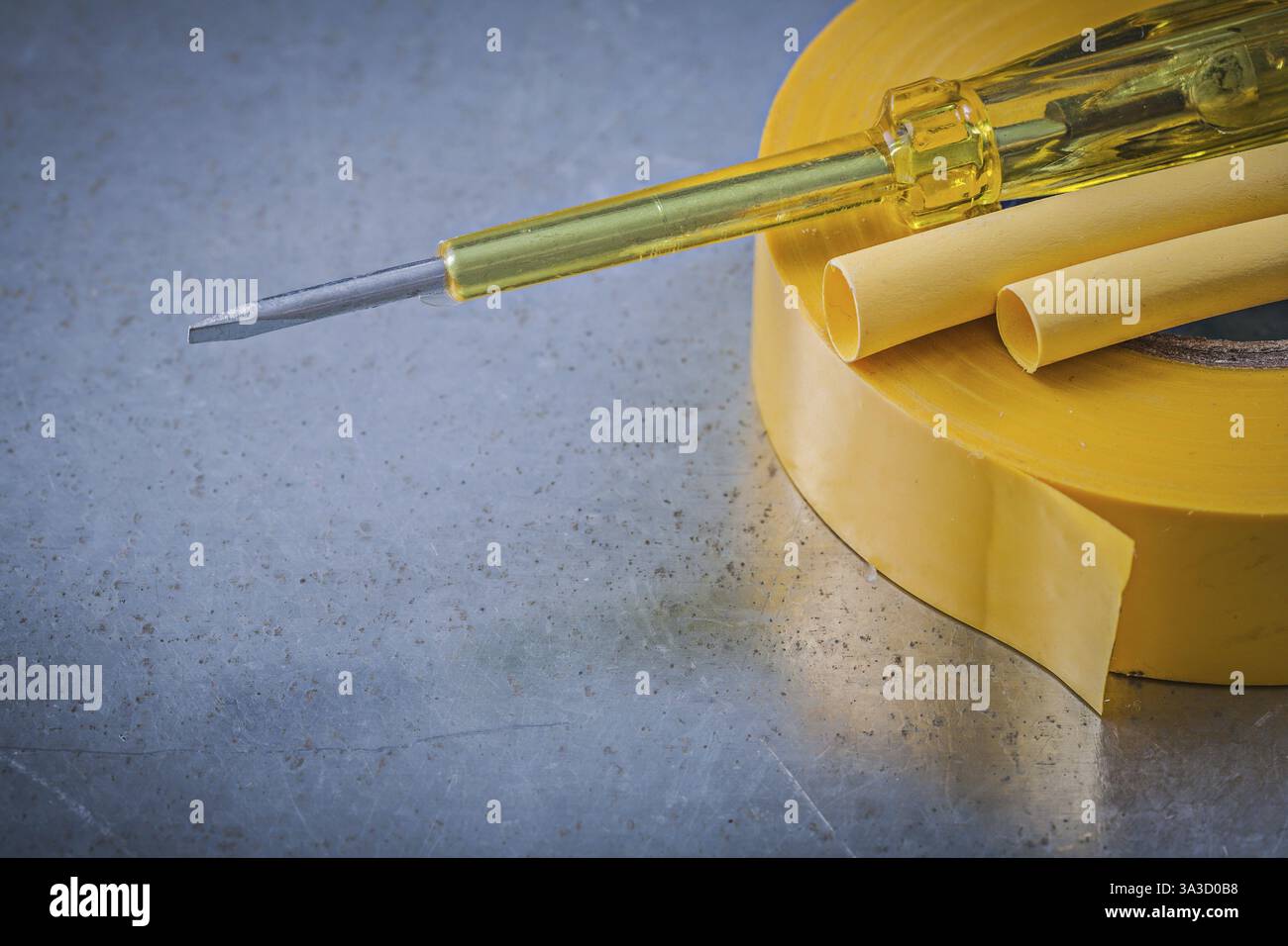 Yellow insulating tape electric cables insulated screwdriver ...
