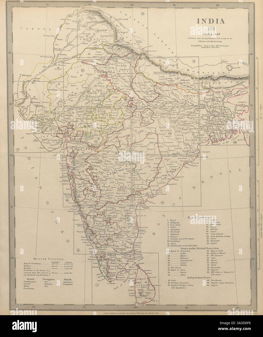 INDIA. Index Map. Lists British French Portuguese Danish states. SDUK ...