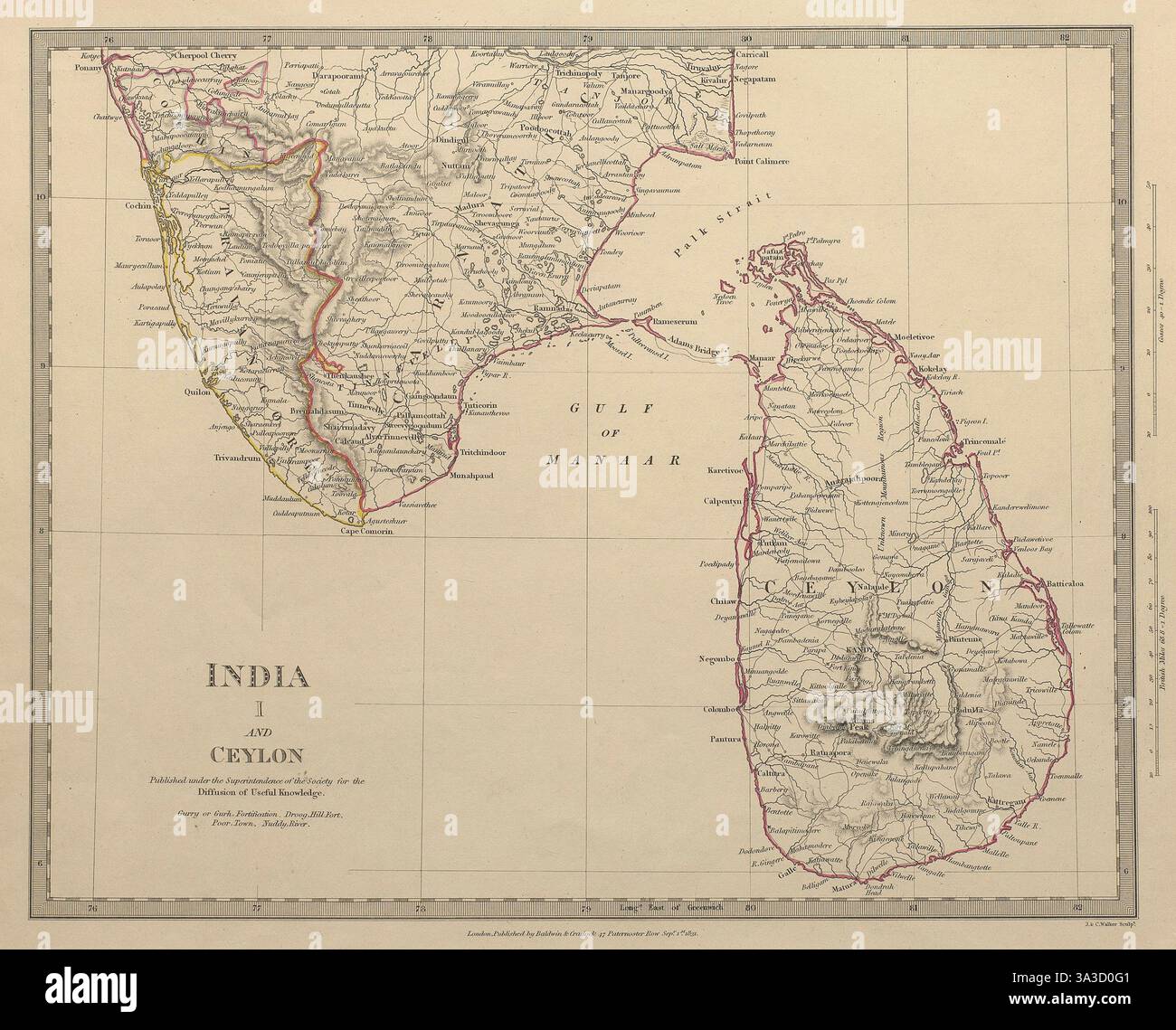 SOUTH INDIA & CEYLON (SRI LANKA) . Carnatic Travancore Kochi. SDUK 1844 ...