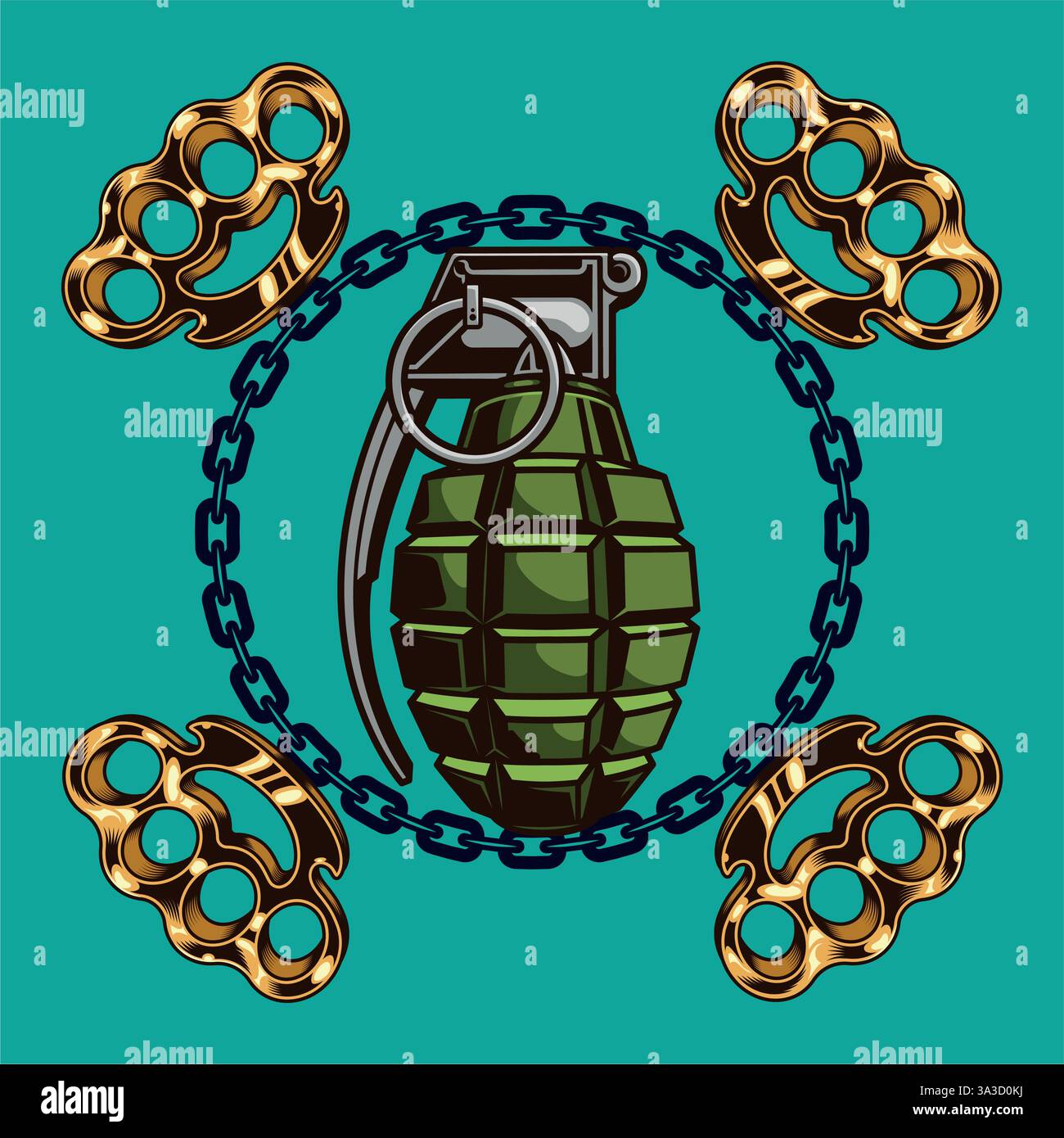 Illustration Vector Graphic of Grenade and knuckles design Stock Vector ...