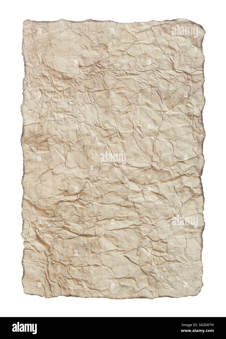 Vintage crumpled paper isolated on white vertical view Stock Photo - Alamy