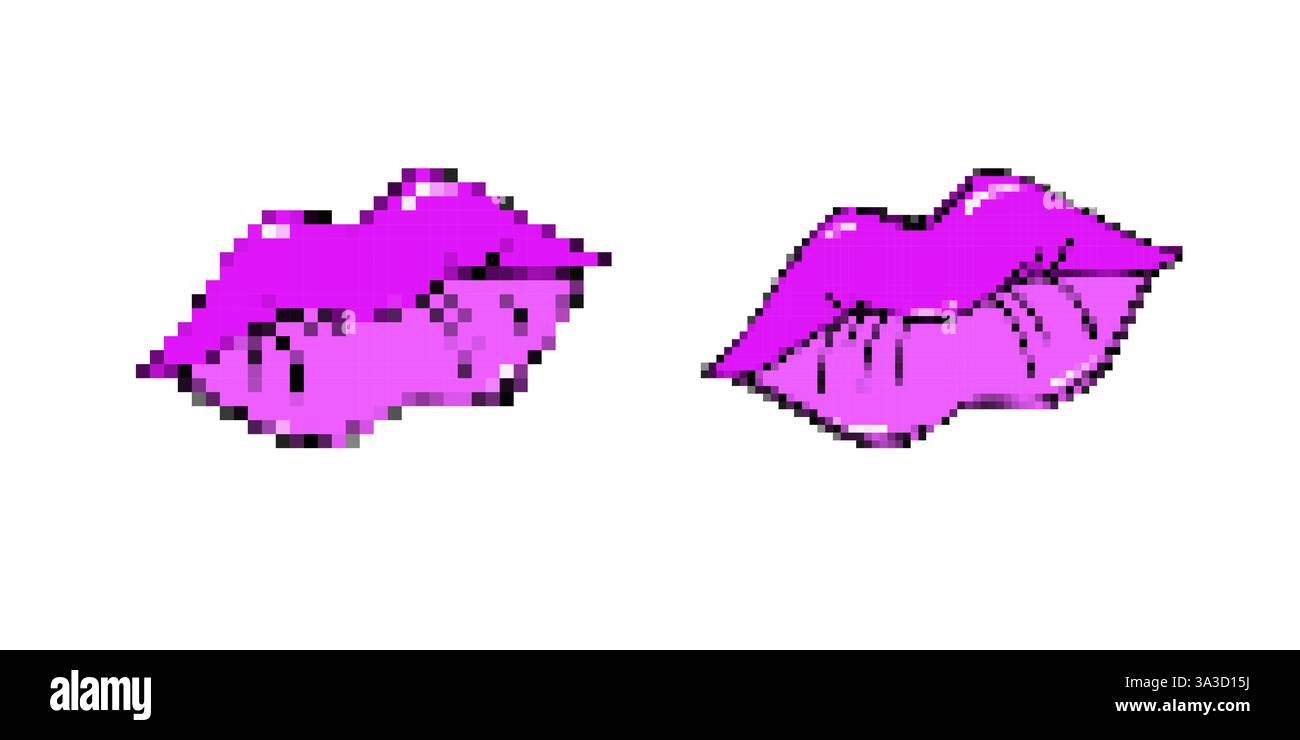 Bright pixel art lips with bold colors and cartoon style Stock Vector ...
