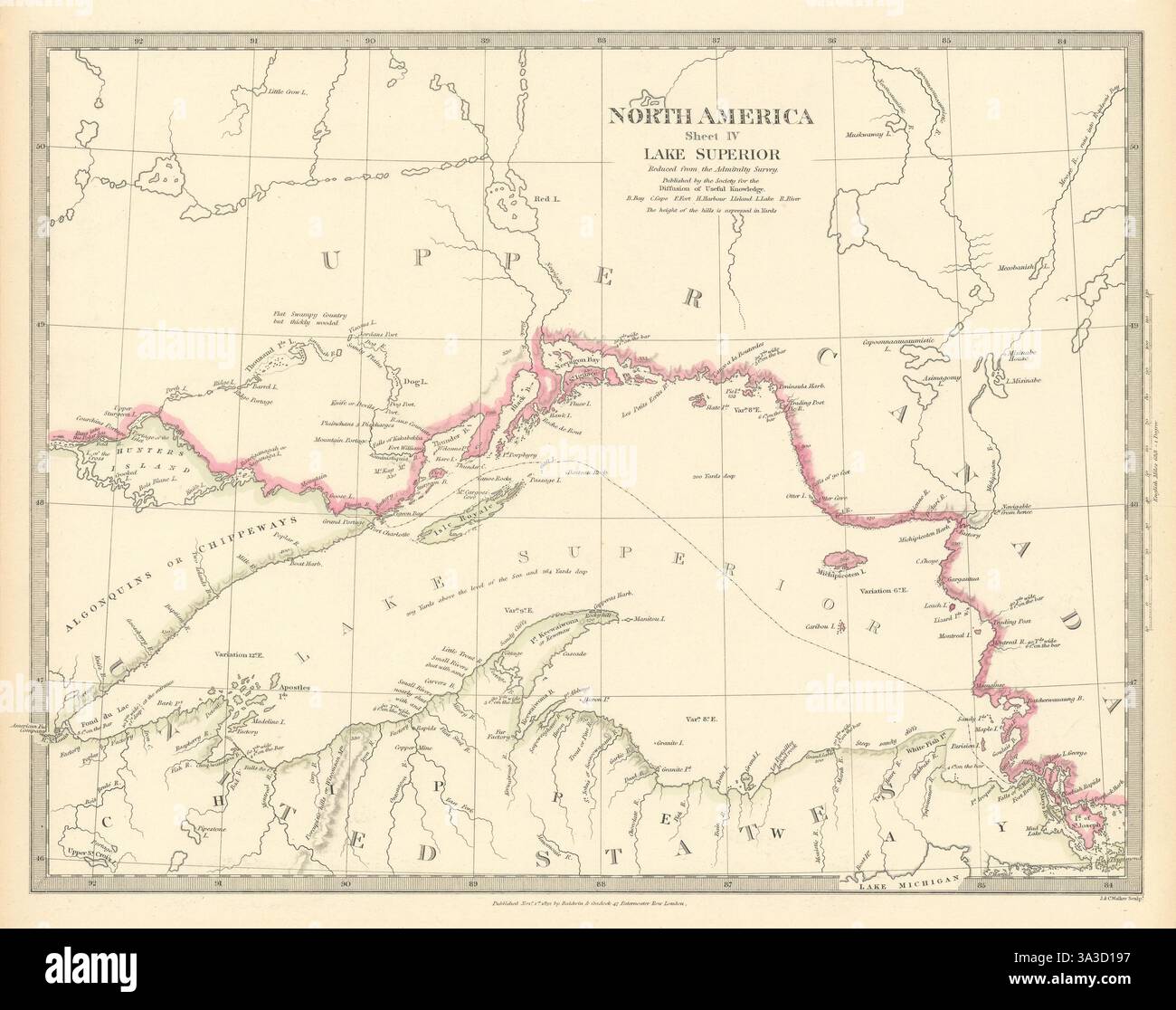 LAKE SUPERIOR.Canada USA Ontario Chippewa Michigan.Indian tribes.SDUK ...