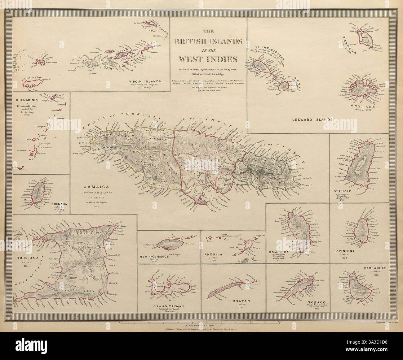 BRITISH WEST INDIES. Jamaica Antilles Virgin Cayman Islands. SDUK 1844 ...