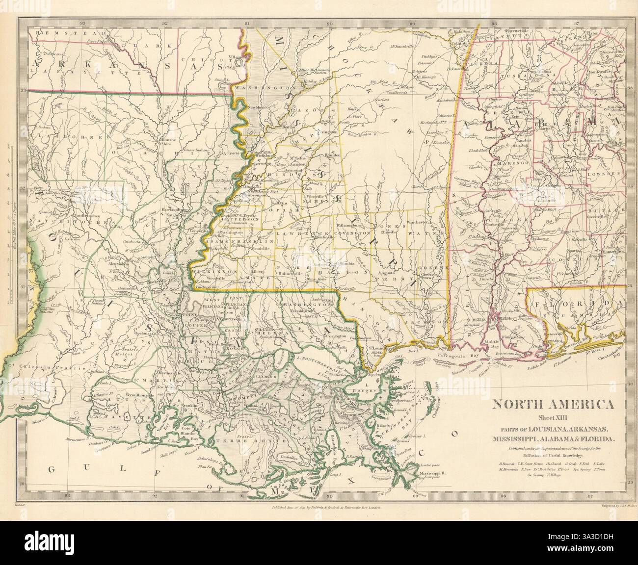 US GULF COAST.Louisiana Mississippi Alabama FL. Indian villages. SDUK ...