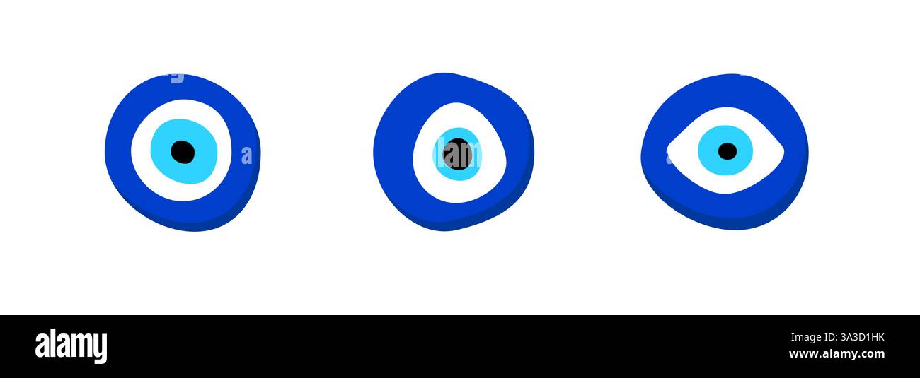 Three blue evil eye symbols for protection against negative energy and ...