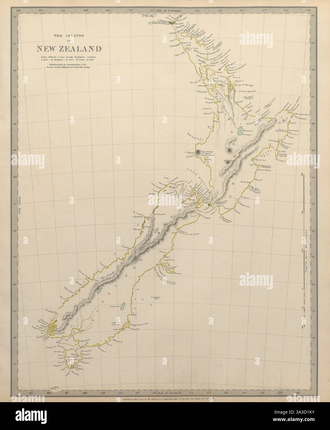 NEW ZEALAND. The Islands of. Tavai Poenammoo Eaheinomauwe. SDUK 1844 ...