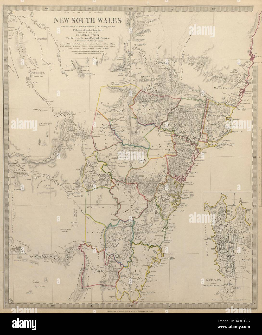NEW SOUTH WALES. based on Cunningham routes. Inset Sydney plan. SDUK ...