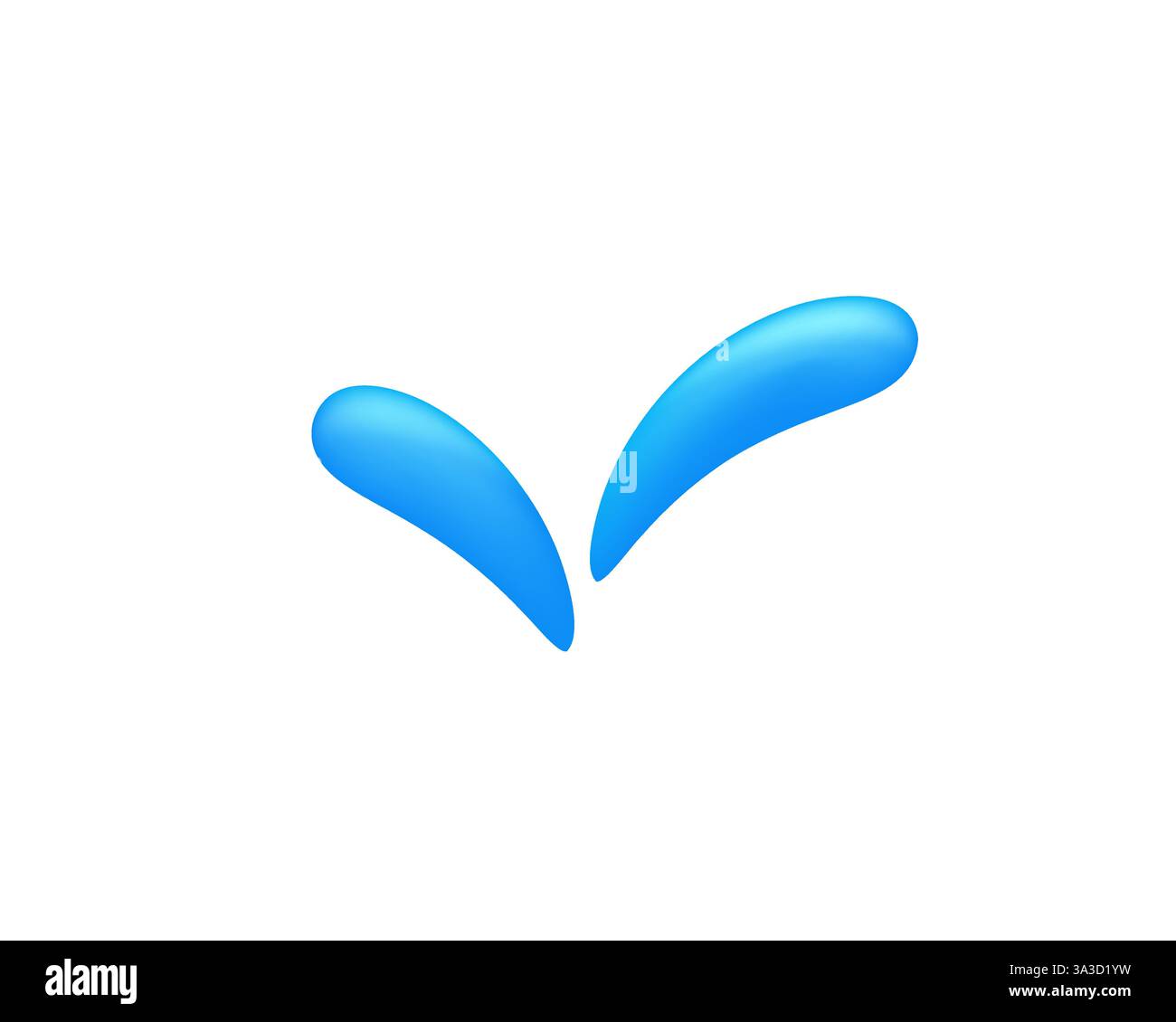 Blue check mark in minimal design isolated on a plain white background ...