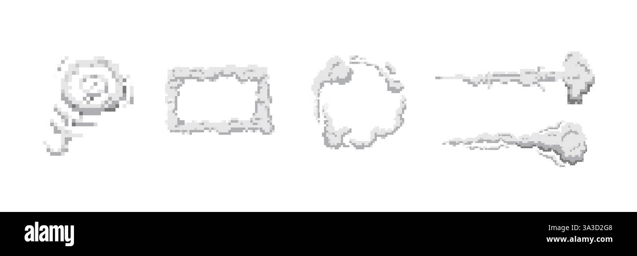 Pixel art smoke effects with spiral, frame, cloud, and trail designs ...