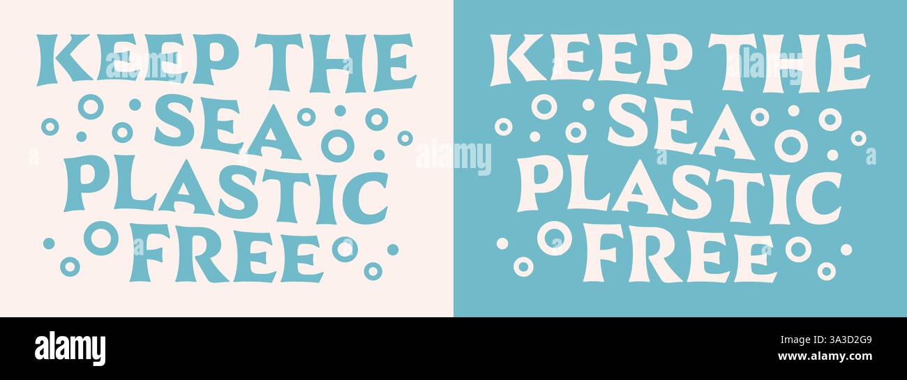 Keep the sea plastic free save our oceans lettering Earth day retro ...
