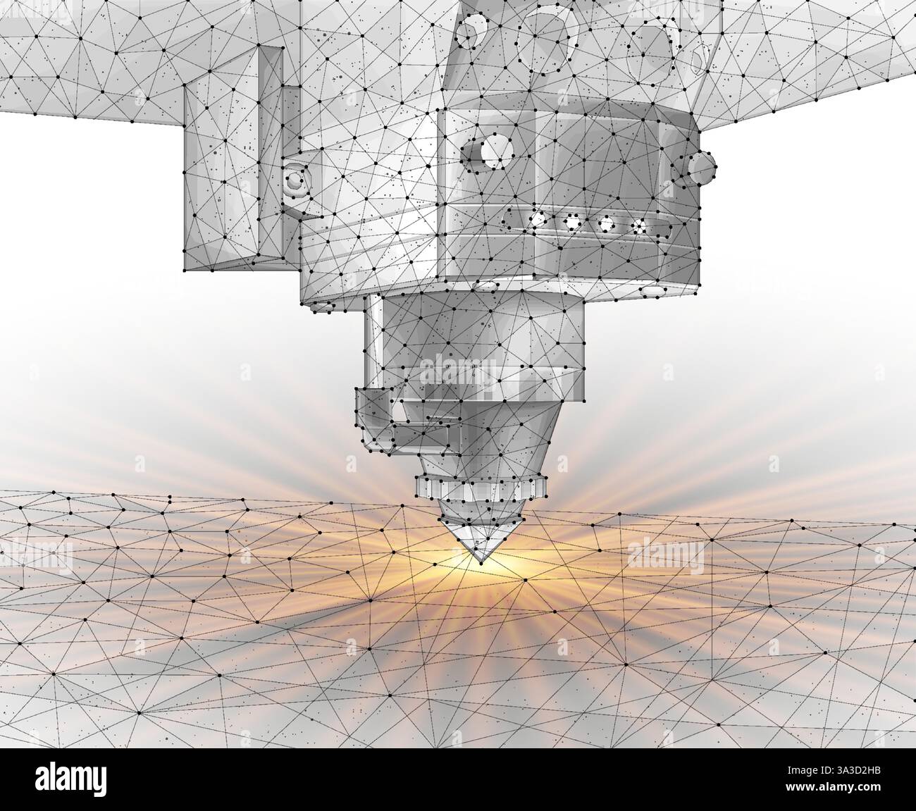 Laser cutting metal isolated on white. Additive manufacturing ...