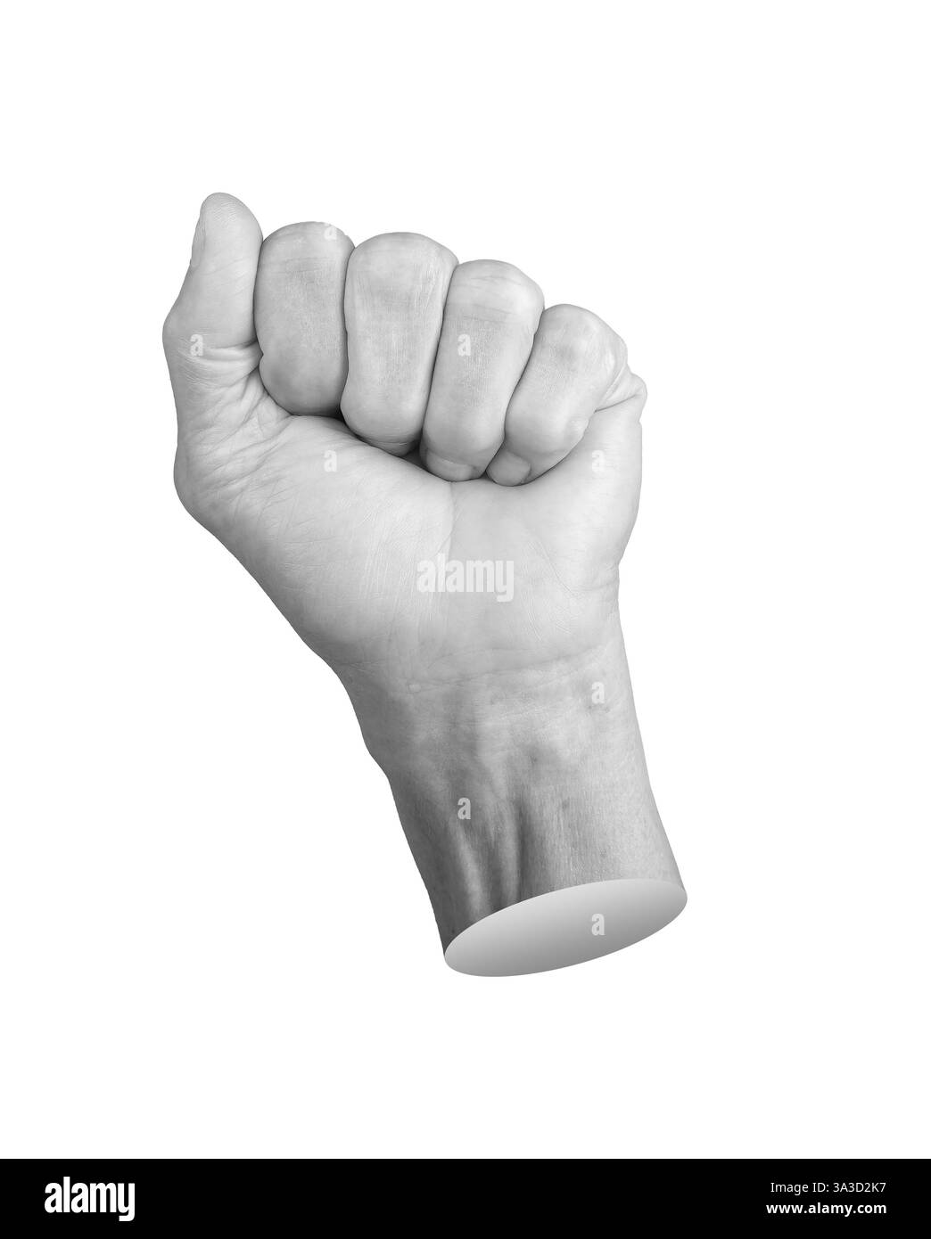 Elderly woman showing clenched fist, symbolizing strength and power ...